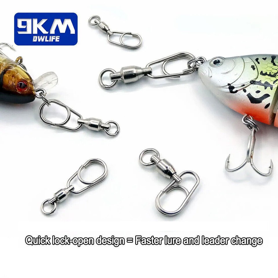 Ball Bearing Fishing Swivel with Fast Snap Split 33lb~220lb Quick Clip ...