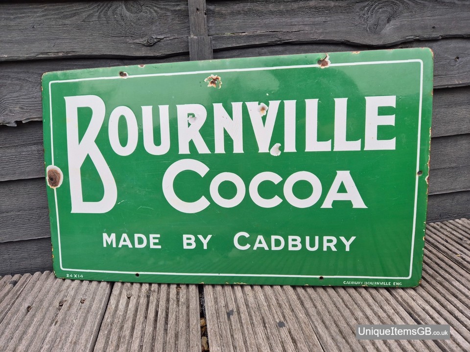 Genuine 1920's Bournville Cocoa enamel sign 24" x 14" | eBay UK