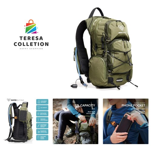 Hydration Backpack - Sherpa 22L Hiking Backpack with Water Bladder ...
