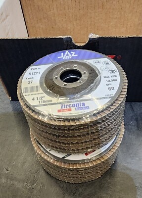 Jaz Flap Disc 4-1/2" x 7/8" Type 27 60 Grit Zirconia - Tiger Disc | eBay