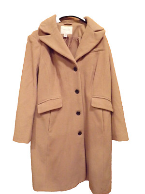 Beige/Tan Wool Blend Button Front Dress Coat~ Woman's Size 1X~NEW w ...