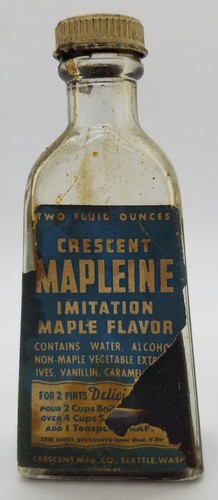 Vintage Crescent Mapleine Glass Bottle Imitation Maple Extract RARE 50s ...