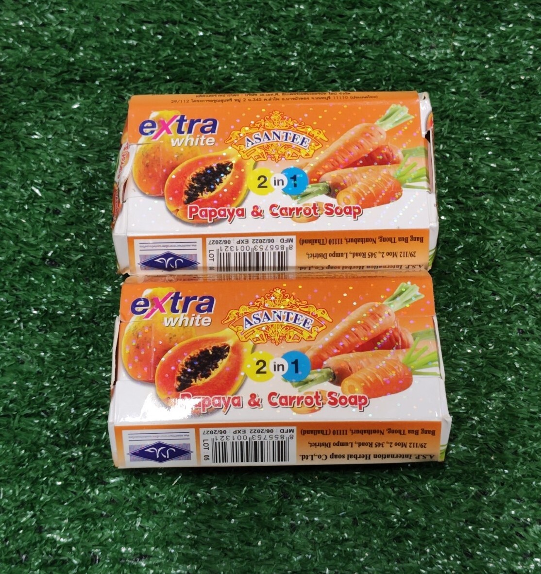 LOT OF 2 Asantee Papaya & Carrot Thailand Herbal Lightening 2 In 1 Soap ...