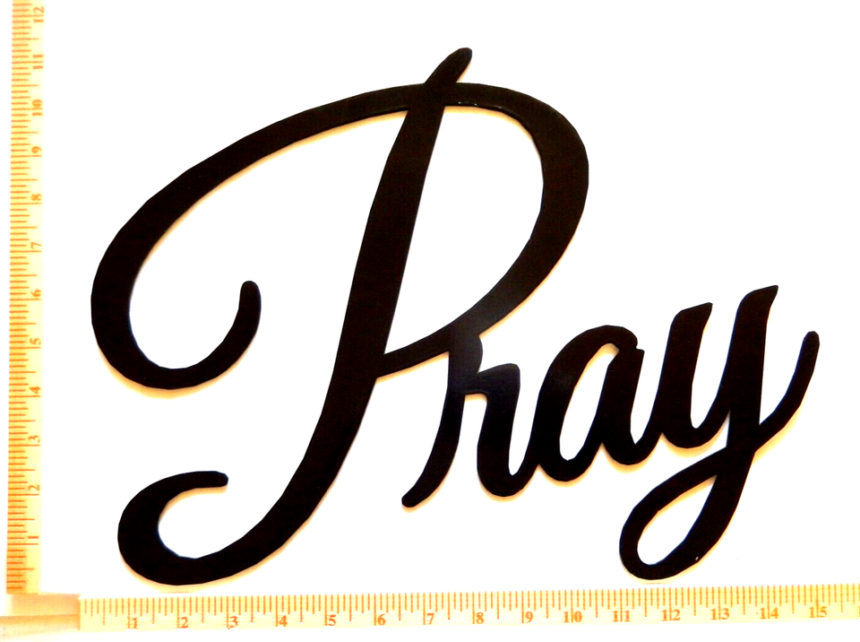 ~NEW~ LARGE - 14ga. "PRAY" Beige Metal Wall Art - 15" x 12" | eBay