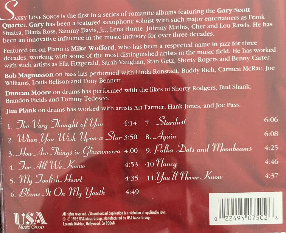 Gary Scott- Saxxy Love Songs Jazz (CD) Near Mint | eBay