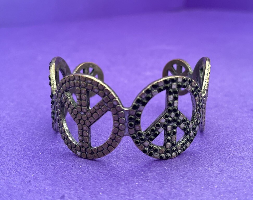 Peace Sign Cuff Bracelet BoHo Hippie Woodstock Style 1970s SALE! | eBay