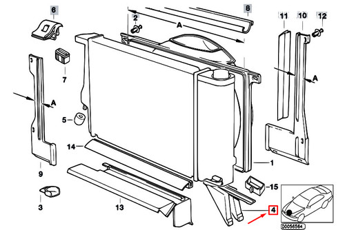 NEW BMW 7 E32 RADIATOR MOUNTING BRACKET 17111709332 1709332 OEM NO DUTY ...