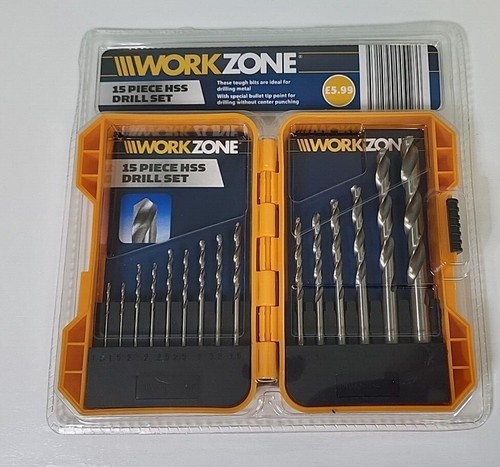 Workzone 15 Piece Drill Bit Set Brand New in Case - Choose Wood, Metal ...