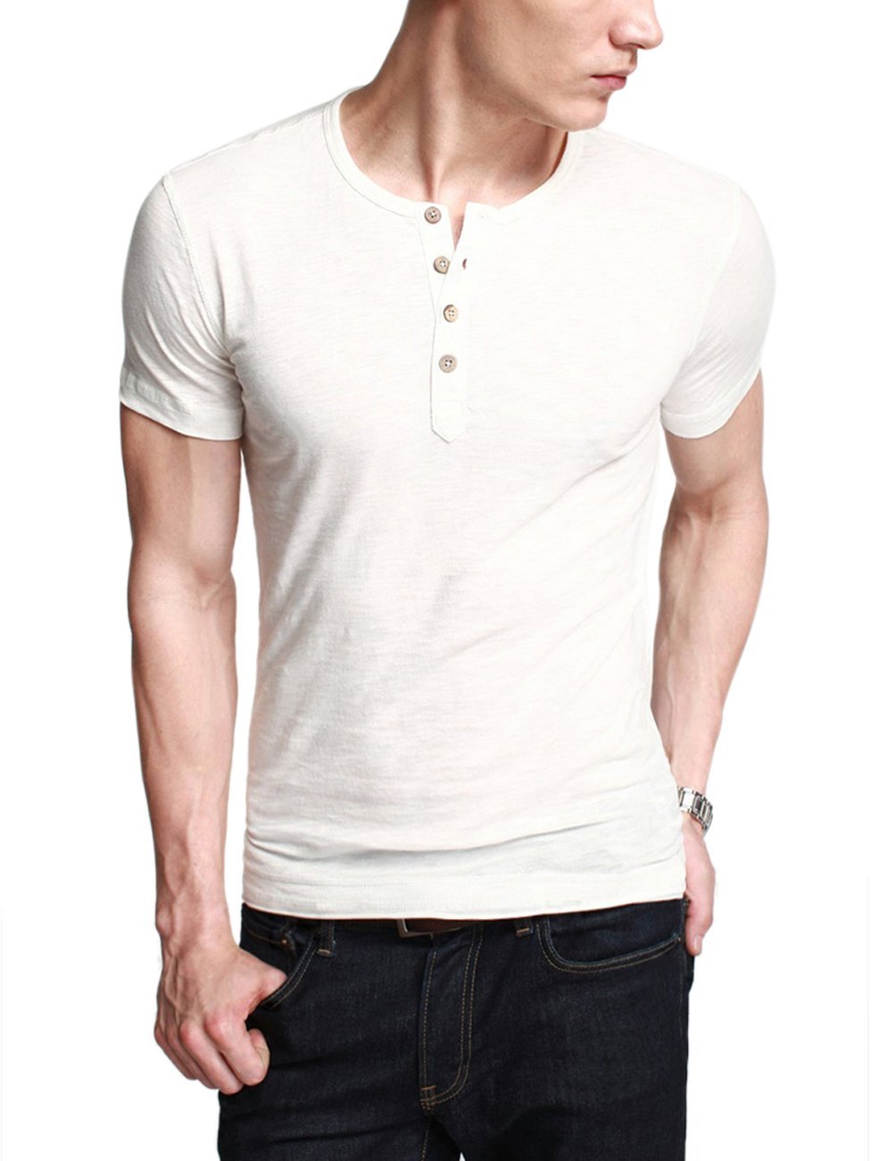 Match K|G Mens Cotton Tee Shirts Henley Shirts Fit White Size 38-40 | eBay