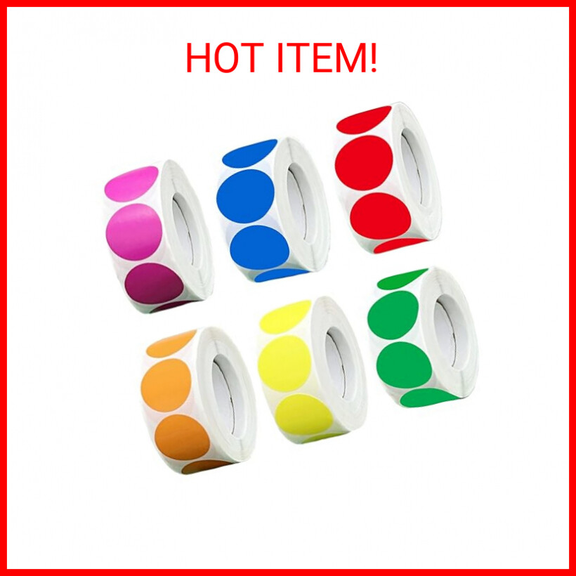 3000 Pcs Color Round Labels 1 InchWritable Circle Dot Stickers (500 ...