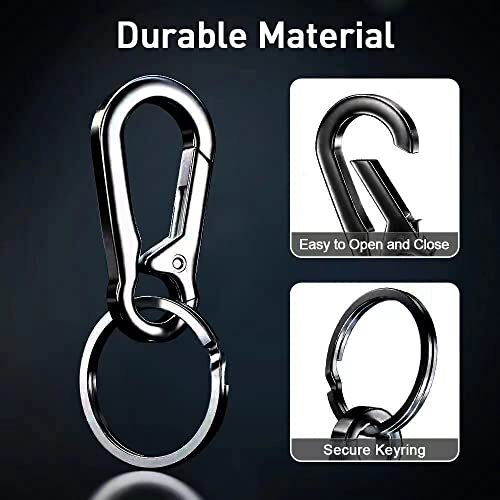 4Pcs Metal Carabiner Clip Keyring Keychain Key Ring Chain Holder Black ...