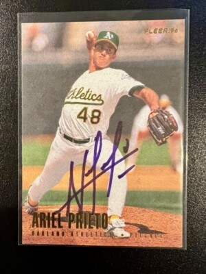 Ariel Prieto signed autographed 1996 Fleer baseball card #216 Oakland A ...
