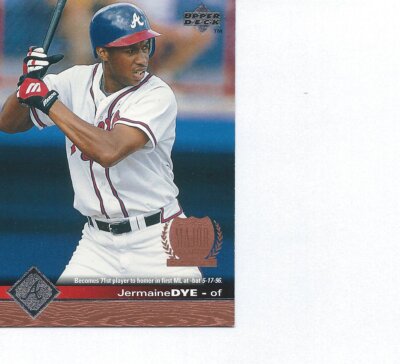 1996 Jermaine Dye Major League Debut Card Upper Deck Atlanta Braves #12 ...