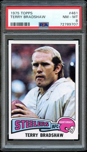 1975 Topps FB Card #461 Terry Bradshaw Pittsburgh Steelers HOF PSA NM ...