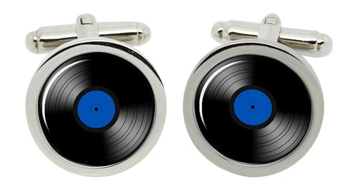 DJ Record Blue Label Cufflinks in Chrome Box | eBay