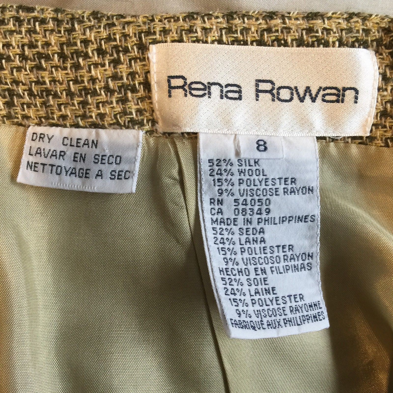 Rena Rowan 726 Woman's 2-Piece Suit, Beige/ Brown Silk/Wool/Poly Sz 6/8 ...