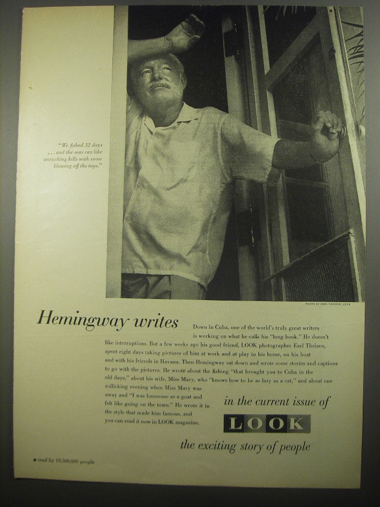 1956 Look Magazine Ad - Hemingway writes | eBay