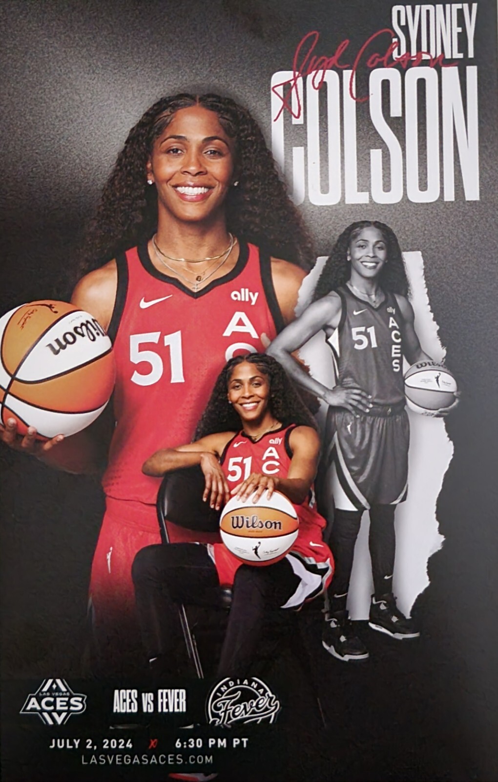 Sydney Colson Las Vegas Aces WNBA Mini Poster w/ 2024 Roster Size 6x9 ...
