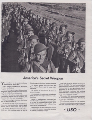1942 Print Ad USO America's Secret Weapon Marching Soldiers WWII Home ...