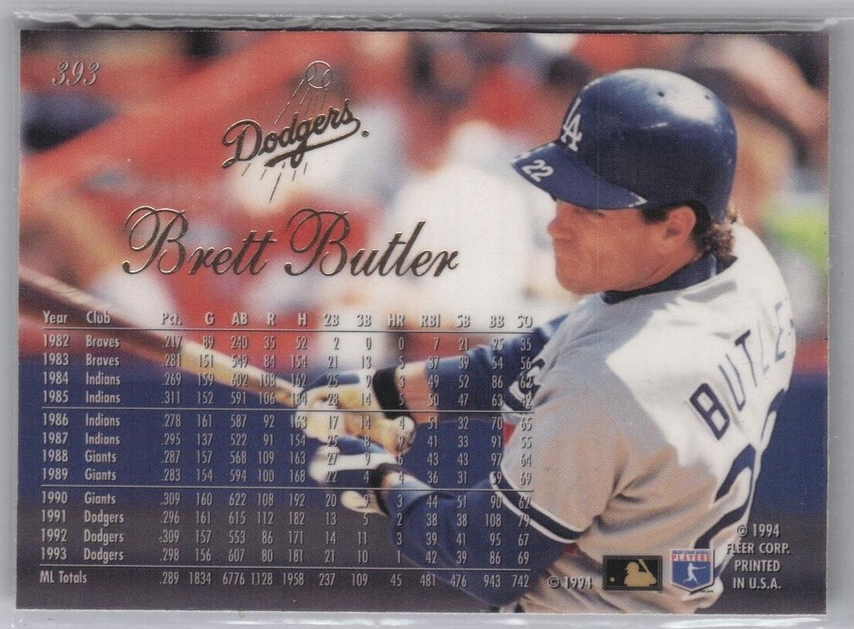 1994 Flair Baseball Card #393 Brett Butler | eBay