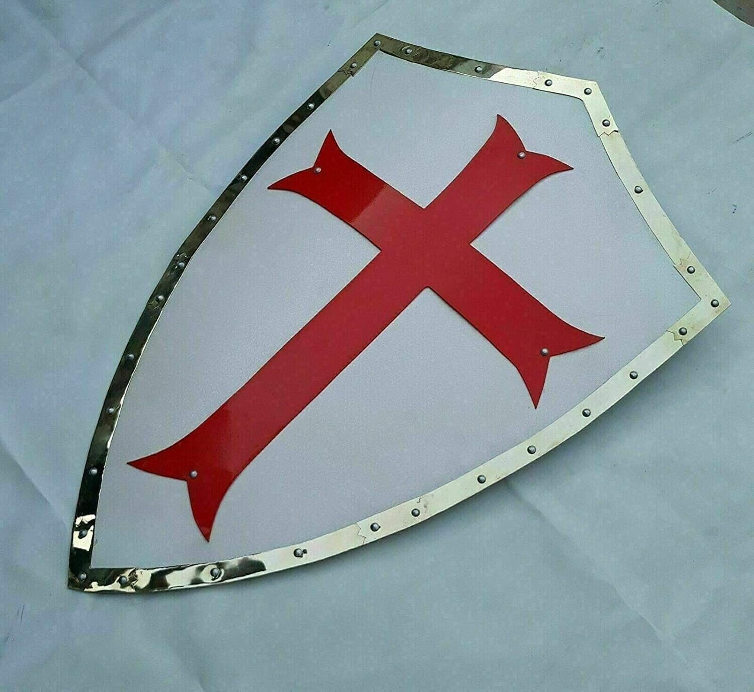 Medieval white and red knight shield with crusader | eBay