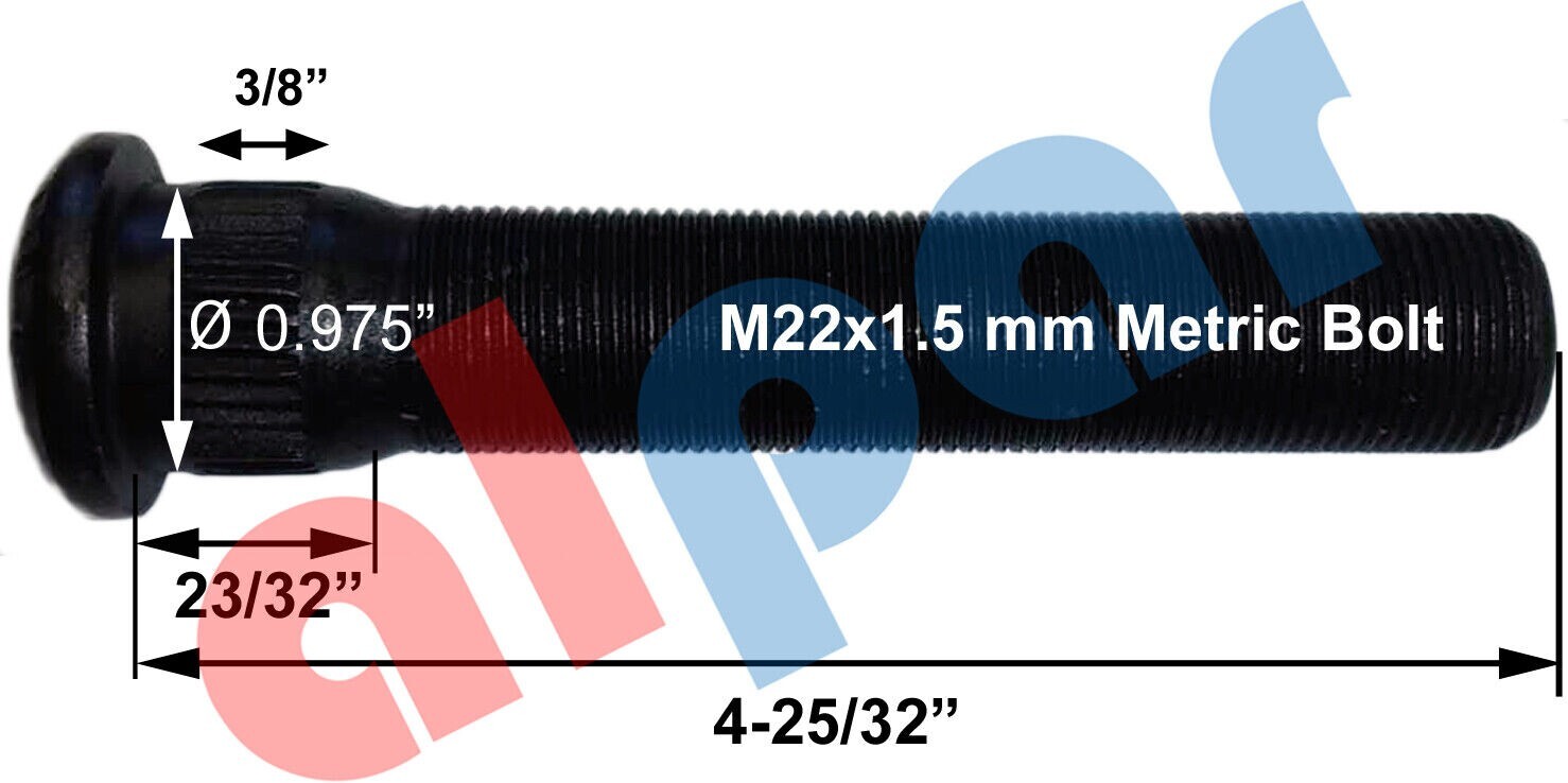 10 pcs Metric M22x1.5 Lug Stud Wheel Bolt Ref: E-6034 4-25/32 in Long ...