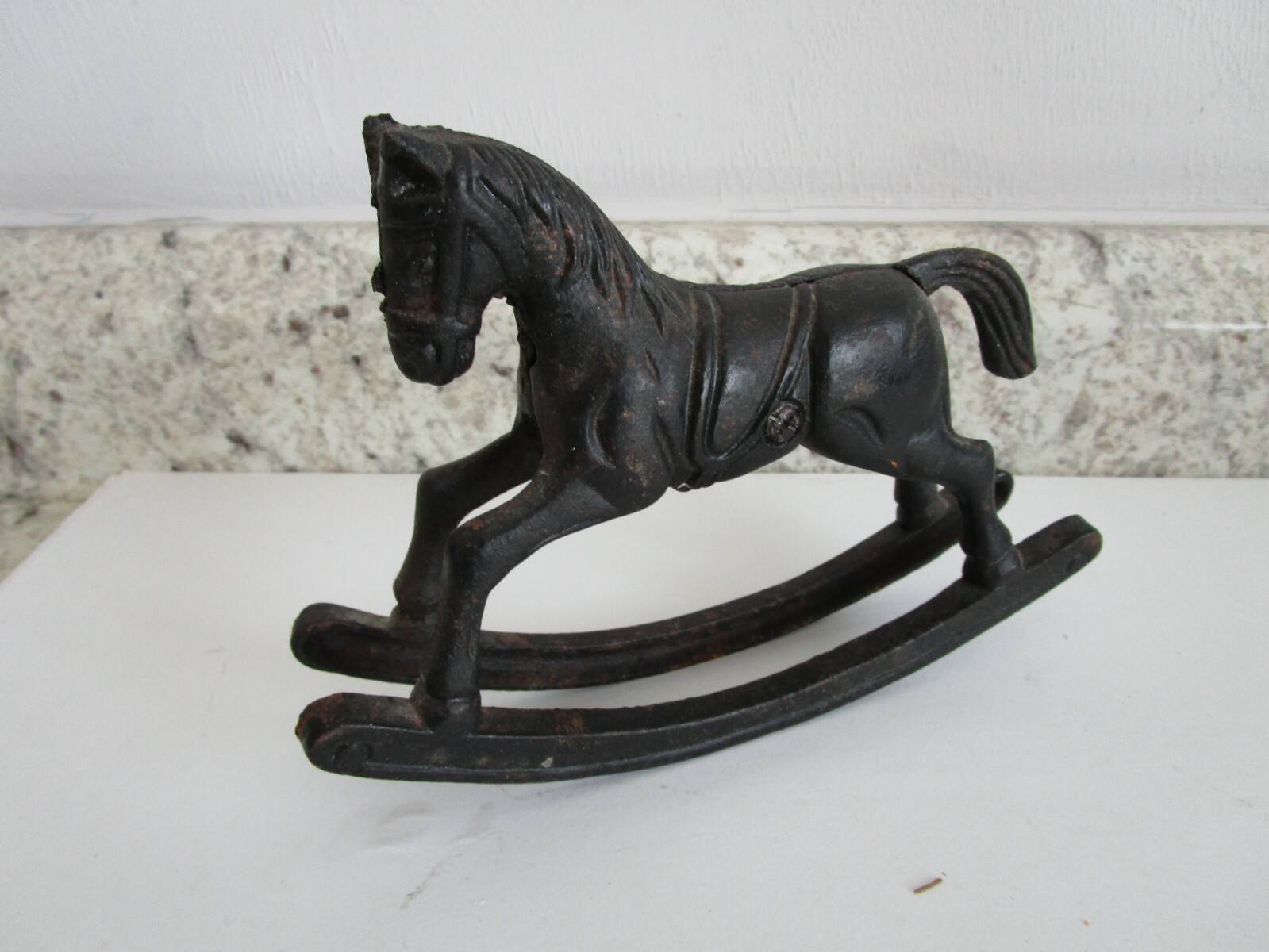 Cast Iron Rocking Horse Two piece w/ screw 7" tall some patina | eBay