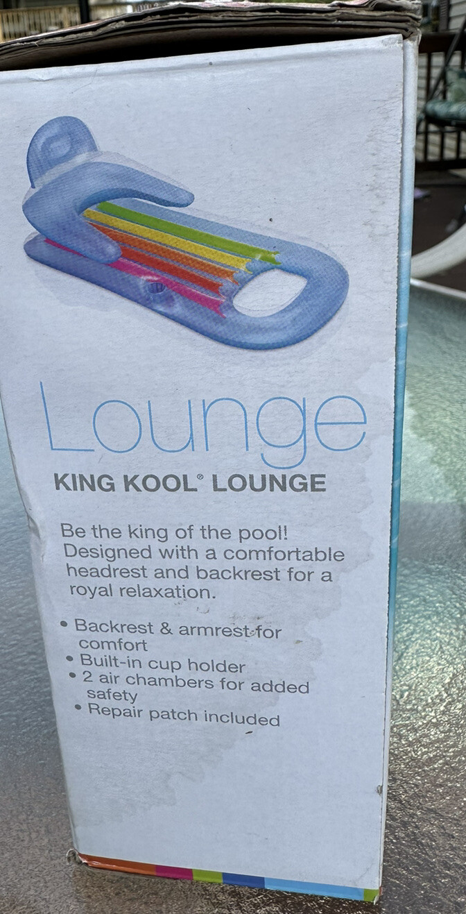 Intex King Kool Lounge Floating Swimming Pool Lounger with Headrest ...