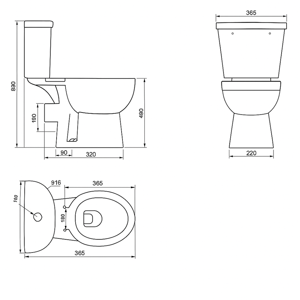 White Doc M Disabled Bathroom Close Coupled WC Toilet High Rise Pan ...