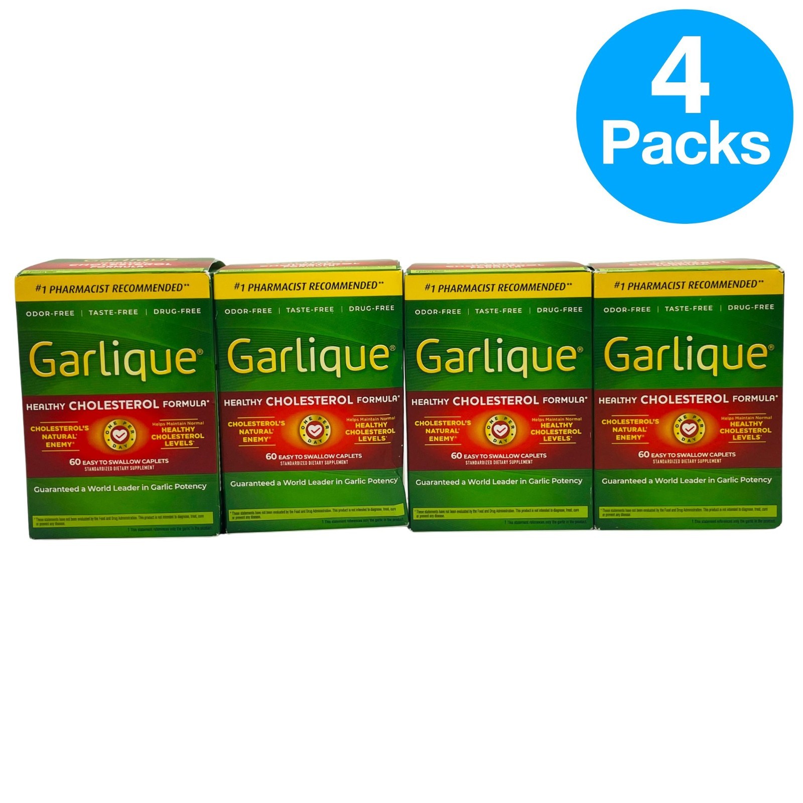 Garlique Healthy Cholesterol Formula 60ct 4 Pack New EXP 08/2026 ...