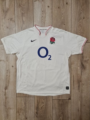 ENGLAND 2009 2010 RUGBY UNION HOME SHIRT RUGBY JERSEY O2 WHITE VINTAGE ...