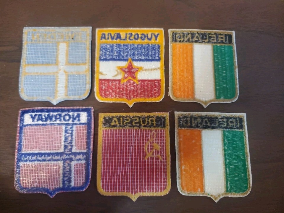 6 Country Flags Patches Iron On Sew Embroidered National Badges ...