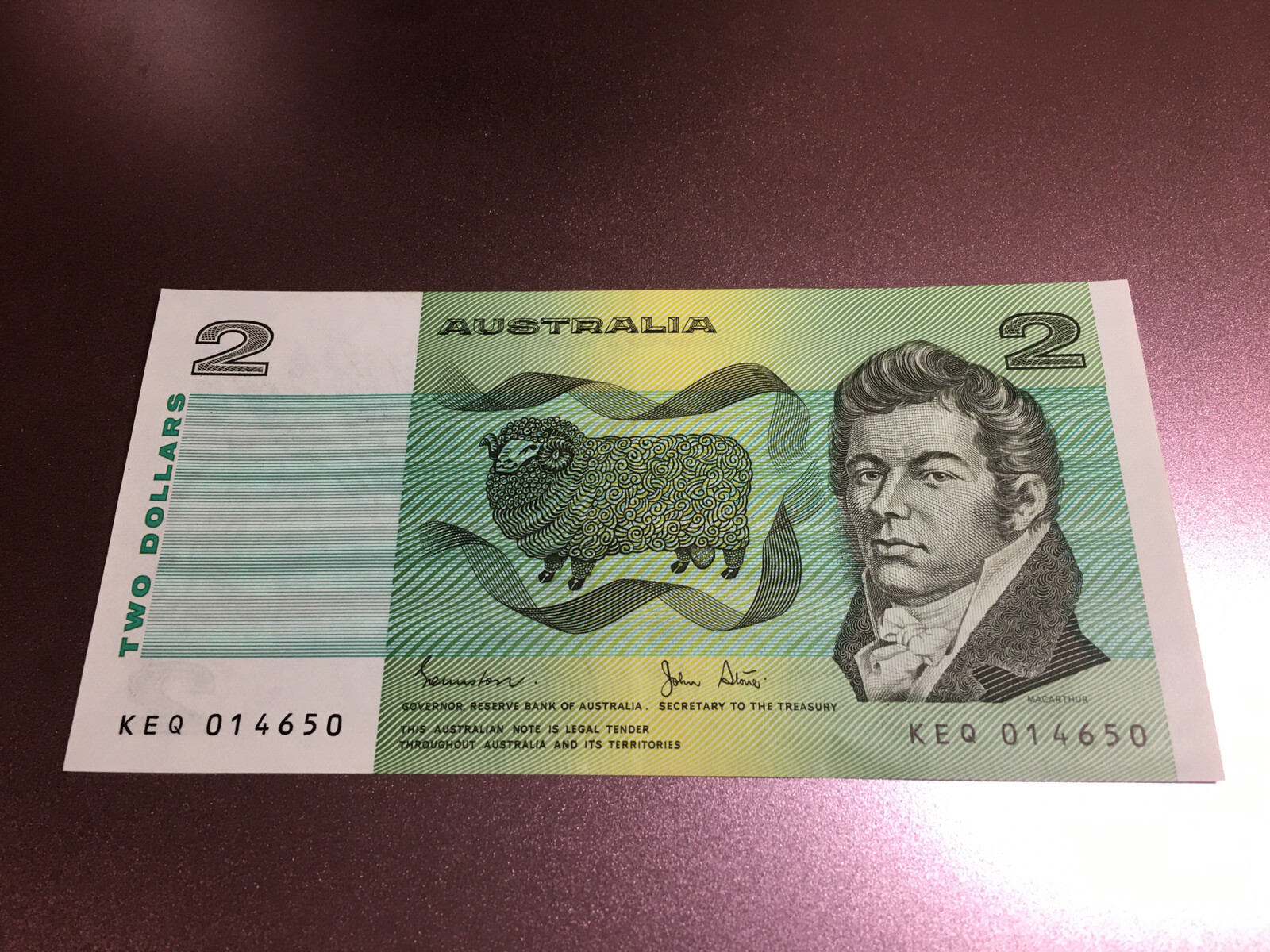 2 Dollars Australia Banknote. Australian 2 Dollar Bill 1985 Johnston ...