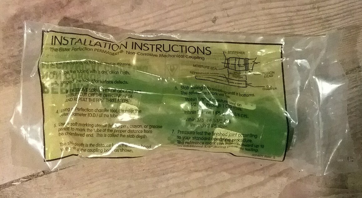 Elster Perfection Permasert Stab Blind End Cap / Coupling - 1/2" CTS PN ...