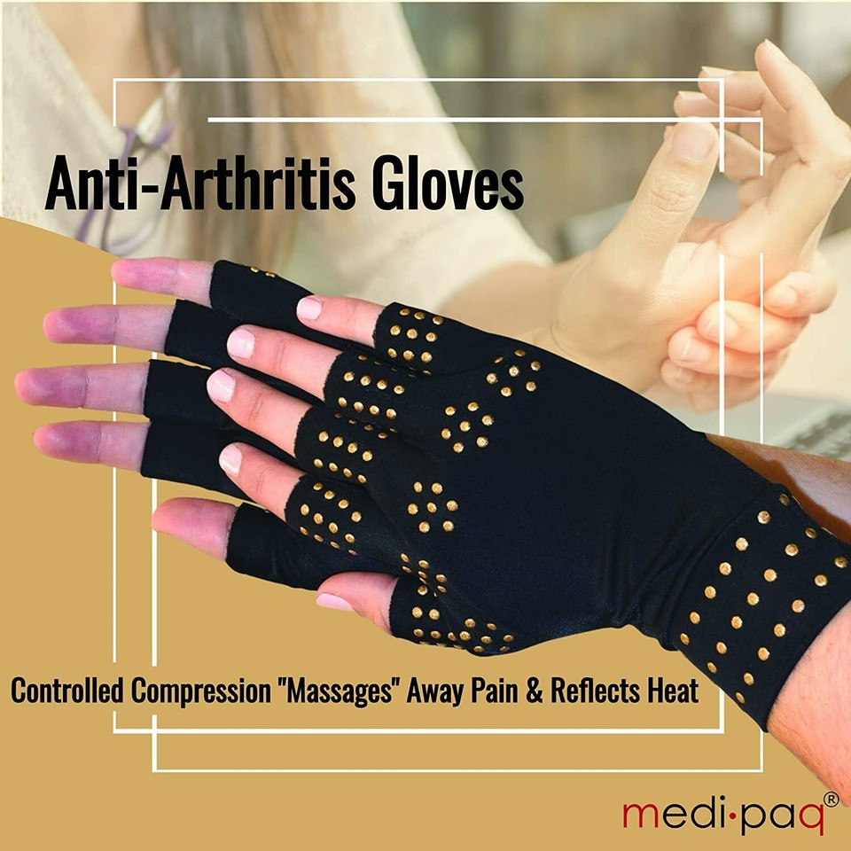 Arthritis Gloves Fingerless Magnetic Compression Support Hand Joint ...