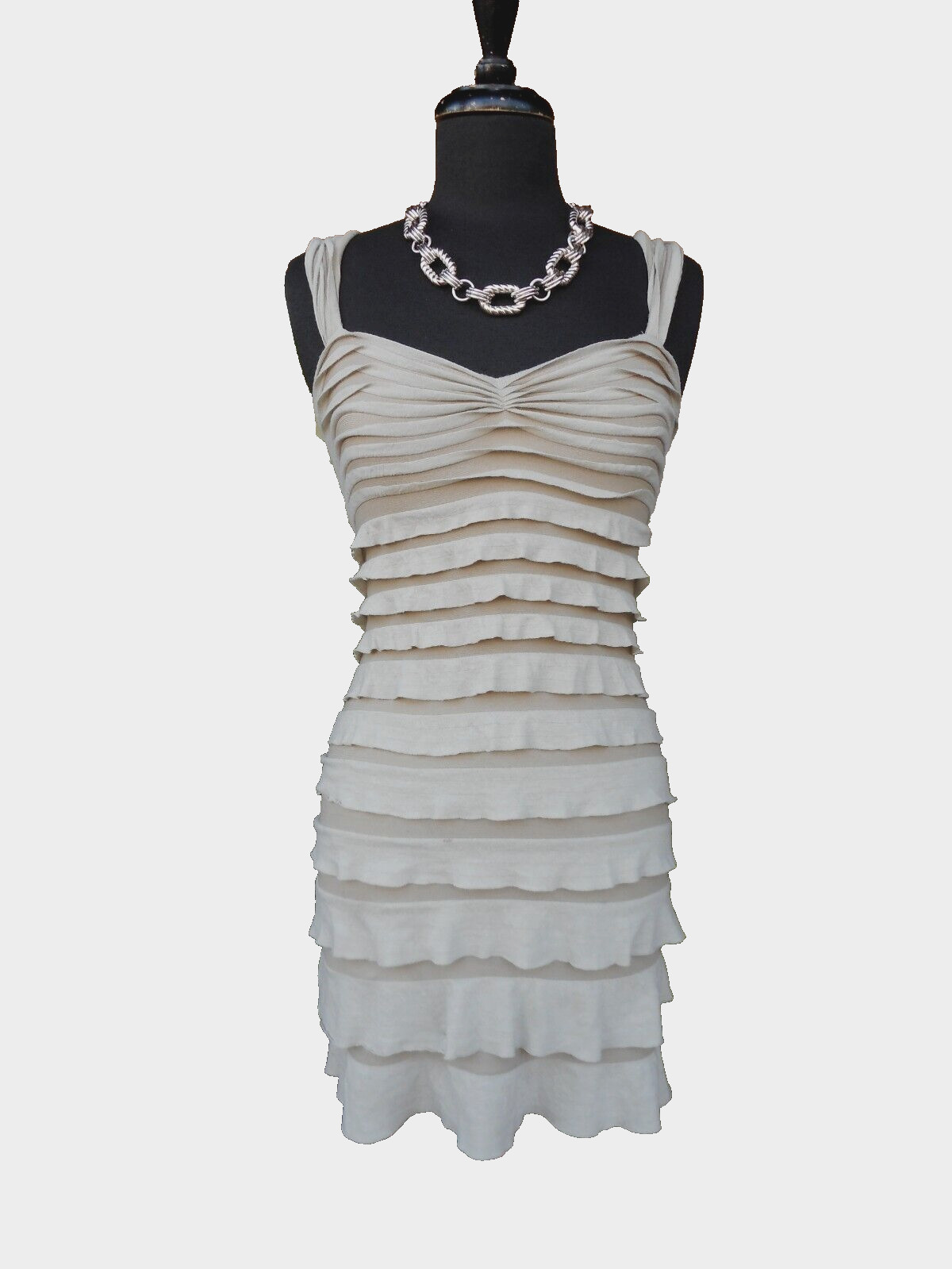 Max Studio Blush Pink Nude Ruffled Layered Stretch Ti… - Gem