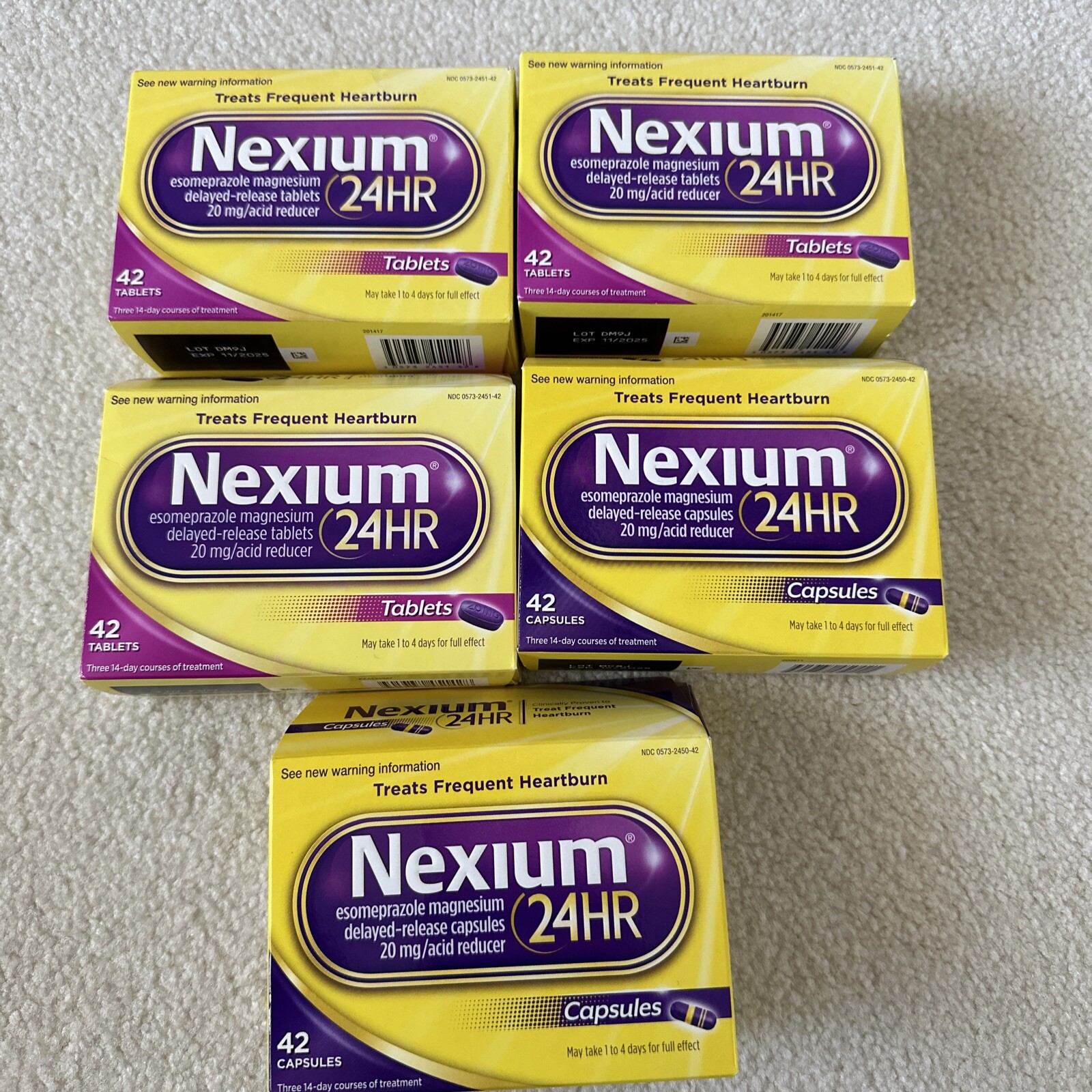 5 Nexium 24 HR Tablets, 42 Count, Exp.02/2025 L Cap/ Tablet | eBay