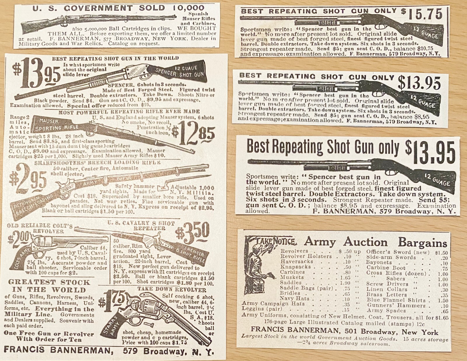 c1900s FRANCIS BANNERMAN War Weapon/Gun Dealer Print Ads~Shotgun,Rifle ...