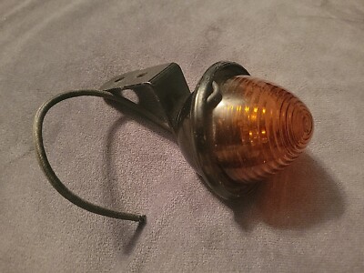 Vtg Beehive Bullet Shaped Amber Glass Tail Light With Bracket Rat Rod ...