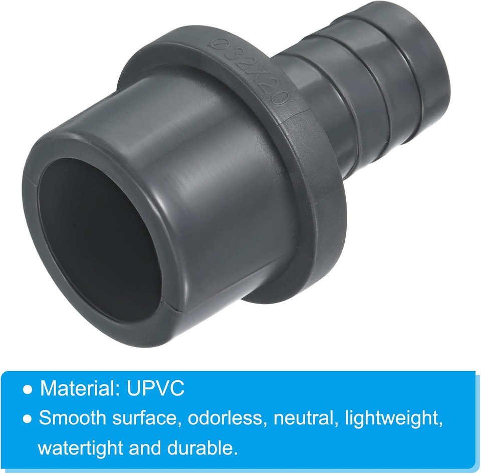UPVC Reducer Pipe Fitting 32Mm OD 20Mm Barbed, Straight Coupling ...