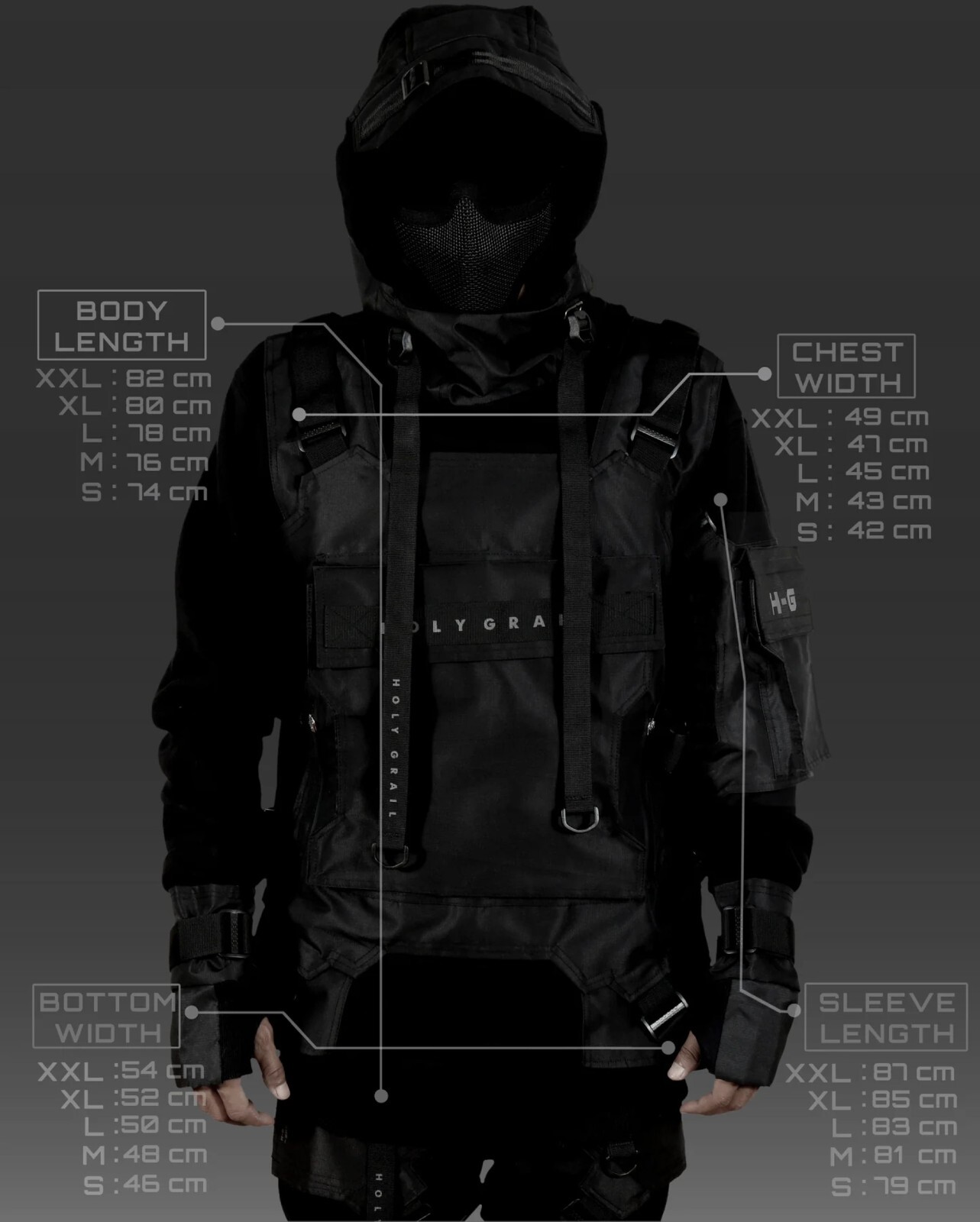 Men's Techwear Gray Jacket Vest fleece Pullover Hoodie TAC-BHV.02/GREY ...