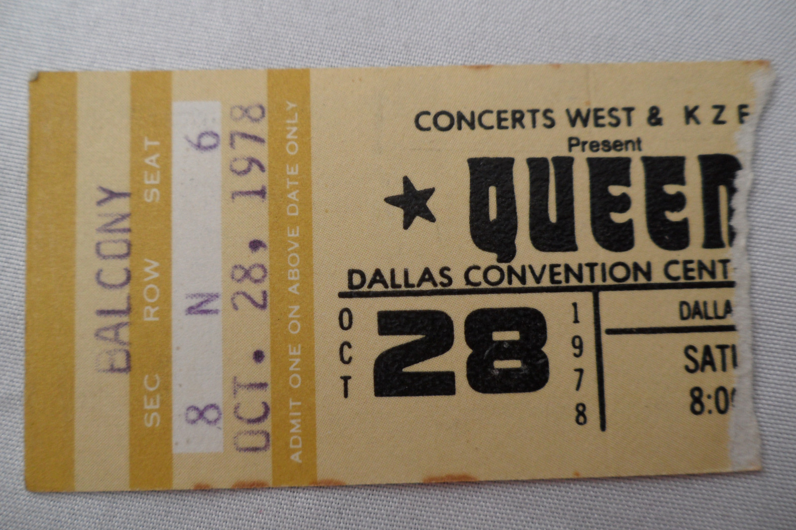 QUEEN Original__1978__CONCERT TICKET STUB__Jazz Tour__Dallas__EX+ | eBay