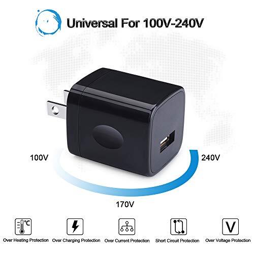 Wall Charger Cube,1A/5V Single Port USB Plug 3 Pack Travel Black ...
