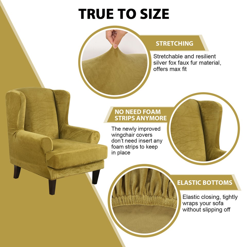 Wingback Chair Cover 2-Pieces Stretch Armchair Sofa Slipcover Wing ...