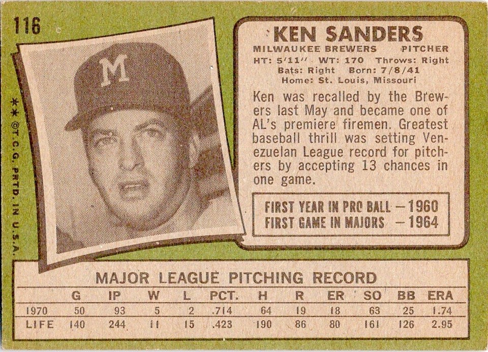 Ken Saunders 1971 Topps #118 EX | eBay