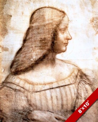 LEONARDO DA VINCI SKETCH PAINTING SIDE PROFILE WOMANS FACE REAL CANVAS ...