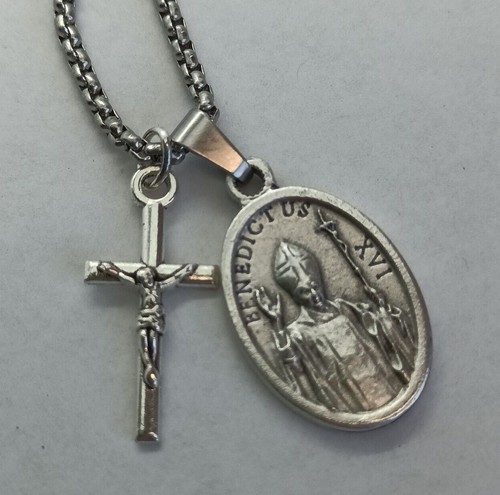 Benedict XVI | Pope Benedict | Stainless steel box chain with medal and ...