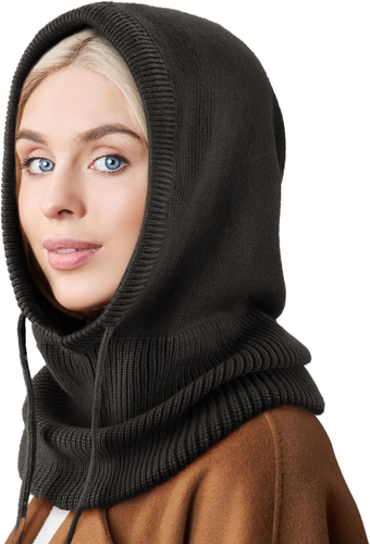 Winter Hats for Women Balaclava Knit Beanie Skull Cap with Drawstring ...