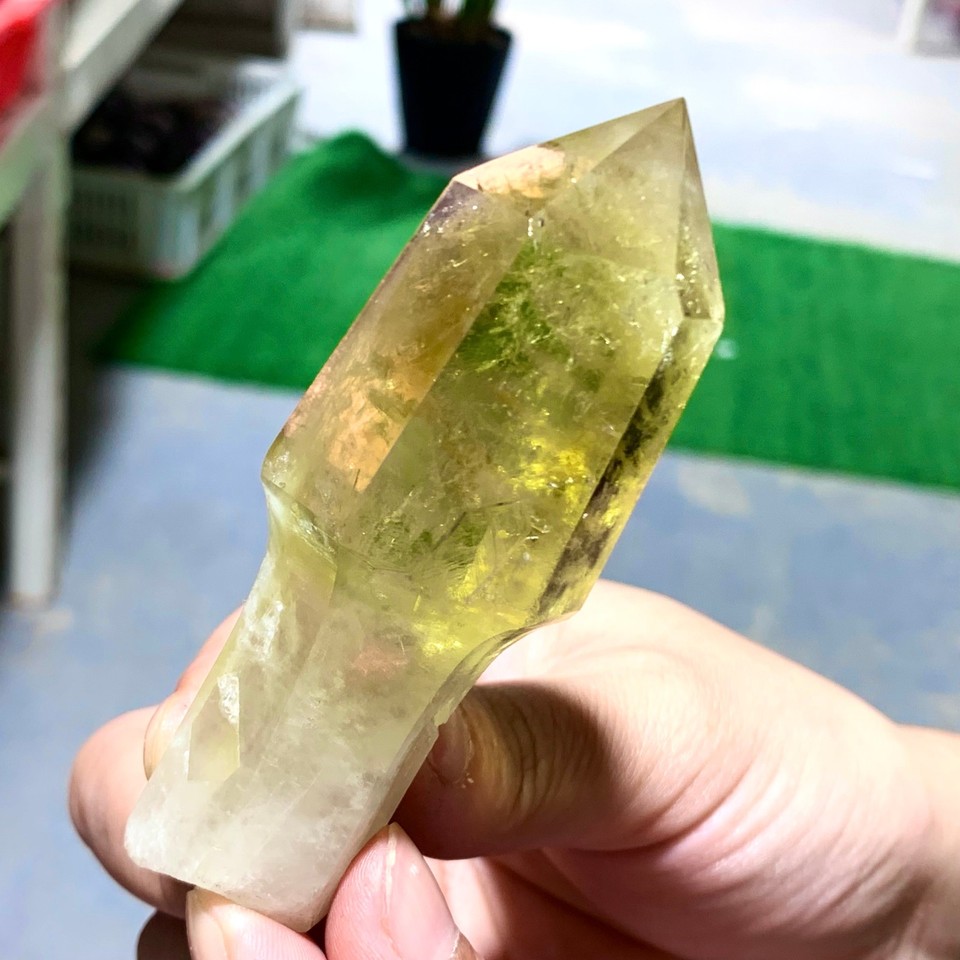 108G Natural dreamy yellow crystal pillar pointed stele point treatment | eBay