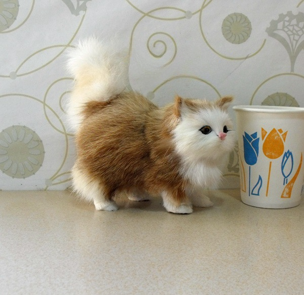 Realistic Cat Stuffed Plush Cats Toy Soft Cute Plush Cat Doll For Kid ...